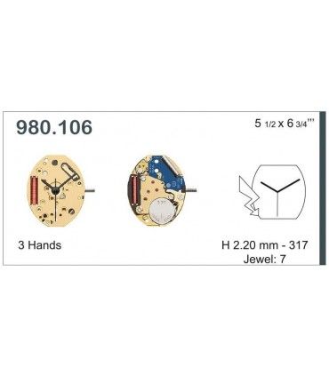 Mecanisme montre Ref ETA980106