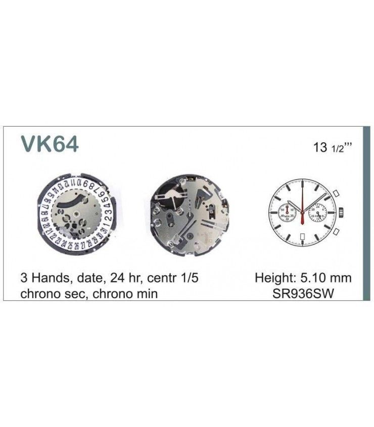 Watch Movement Ref SEIKO VK64